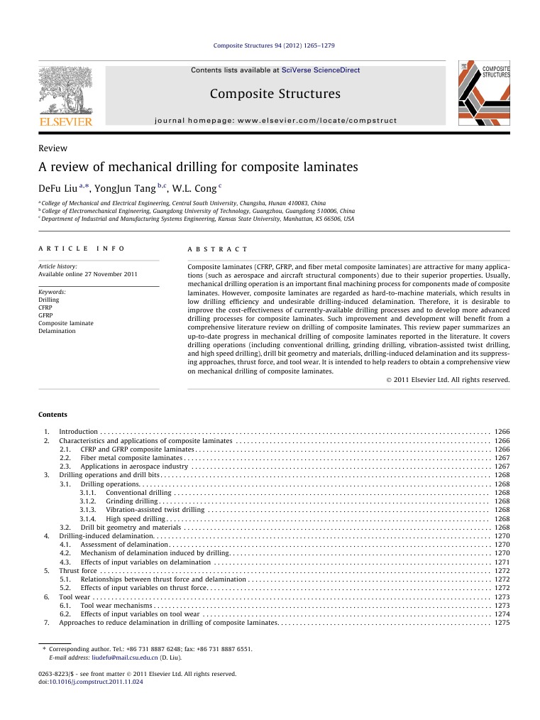 Review of Drilling For Composite Laminates | PDF | Composite Material ...