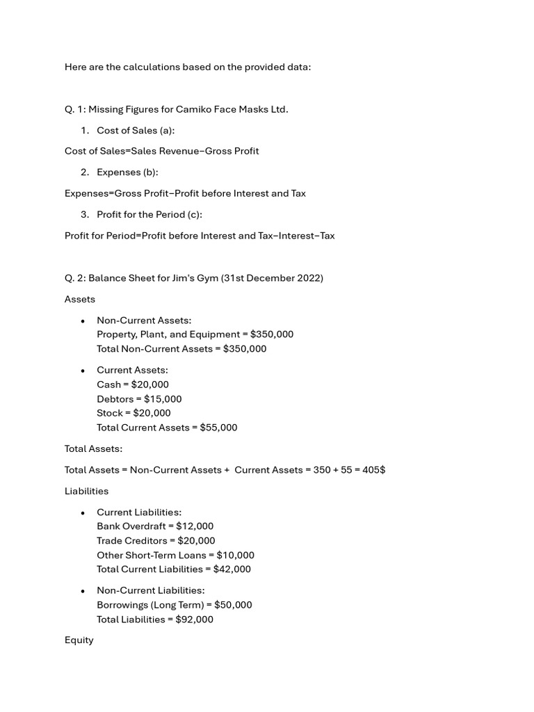 Financial Analysis for Camiko and Jim's Gym | PDF