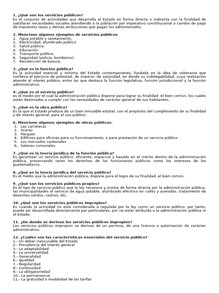 Preguntas Examen Final | PDF | Estado (política) | Servicios públicos