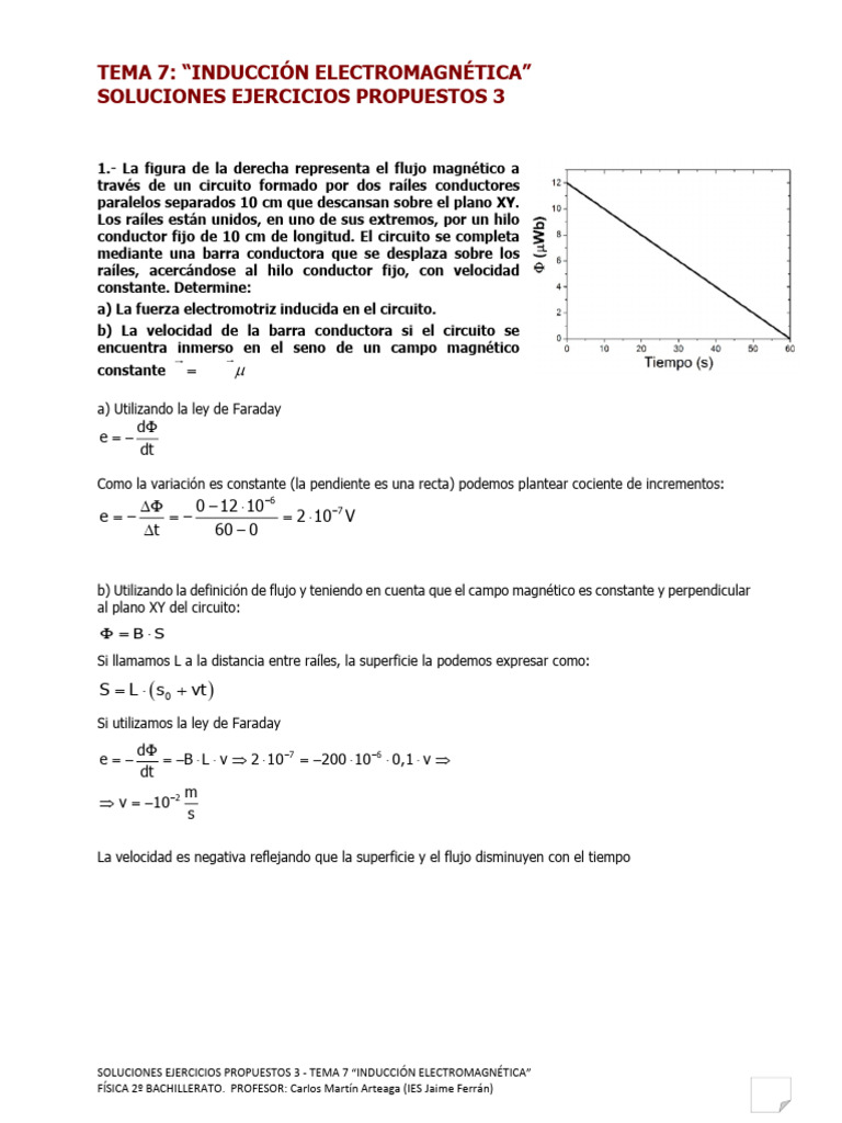 07 Fisica Solucion Ejercicios 03 18 19 | PDF | Inducción electromagnética | Corriente eléctrica