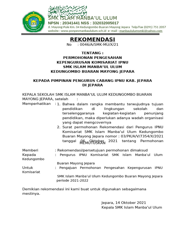 REKOMENDASI IPNU_IPPNU | PDF