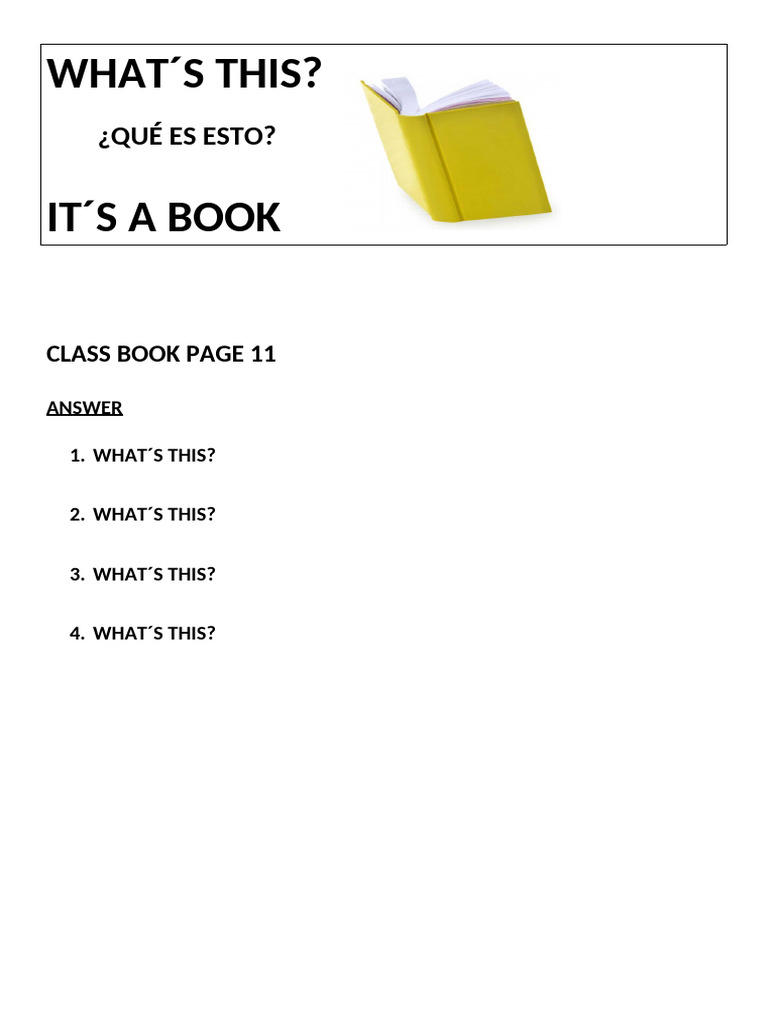Kids 1 Unit 1 Class Book Page 11 | PDF