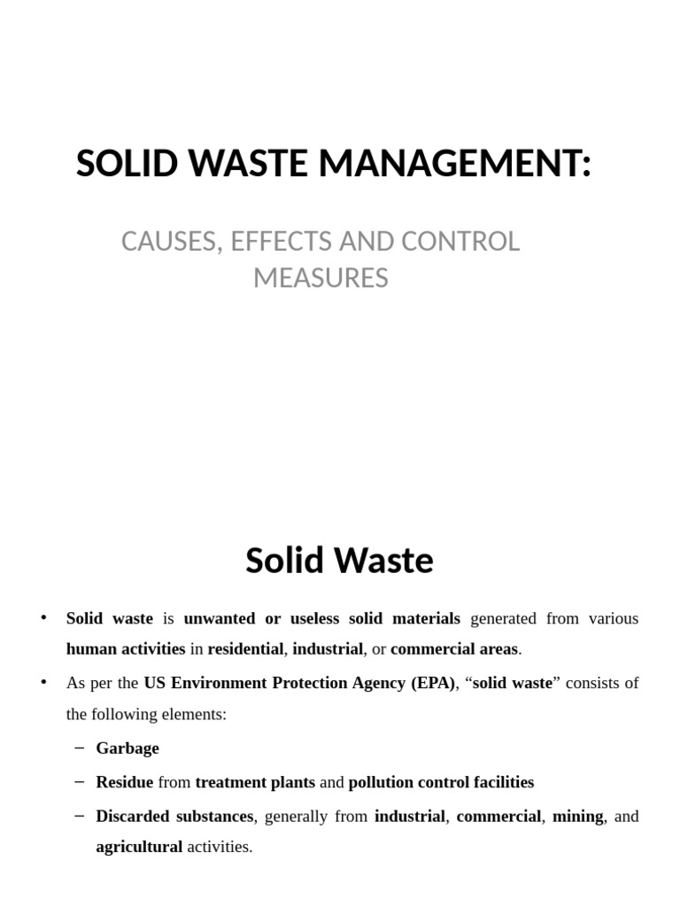 Solid Waste Management: Types & Control | PDF