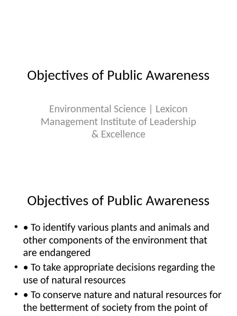 Objectives of Public Awareness | PDF