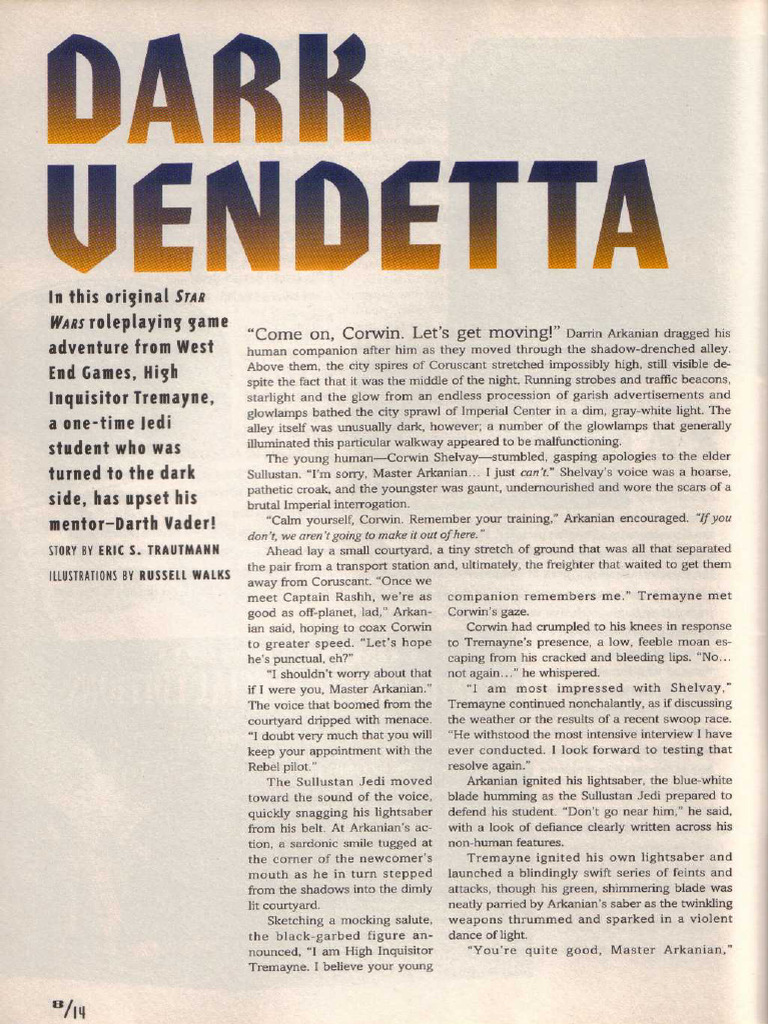 WEG Star Wars - Official Mini-Adventure - Dark Vendetta | PDF