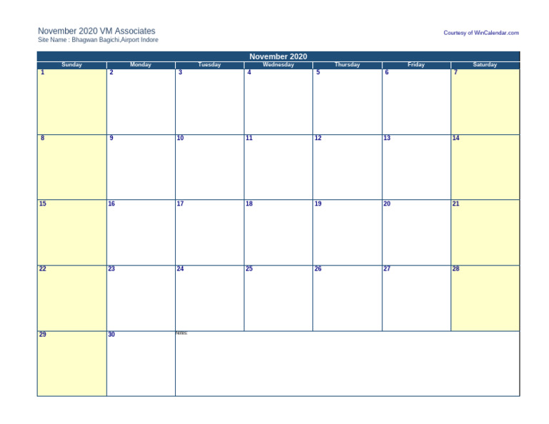 November 2020 Calendar | PDF