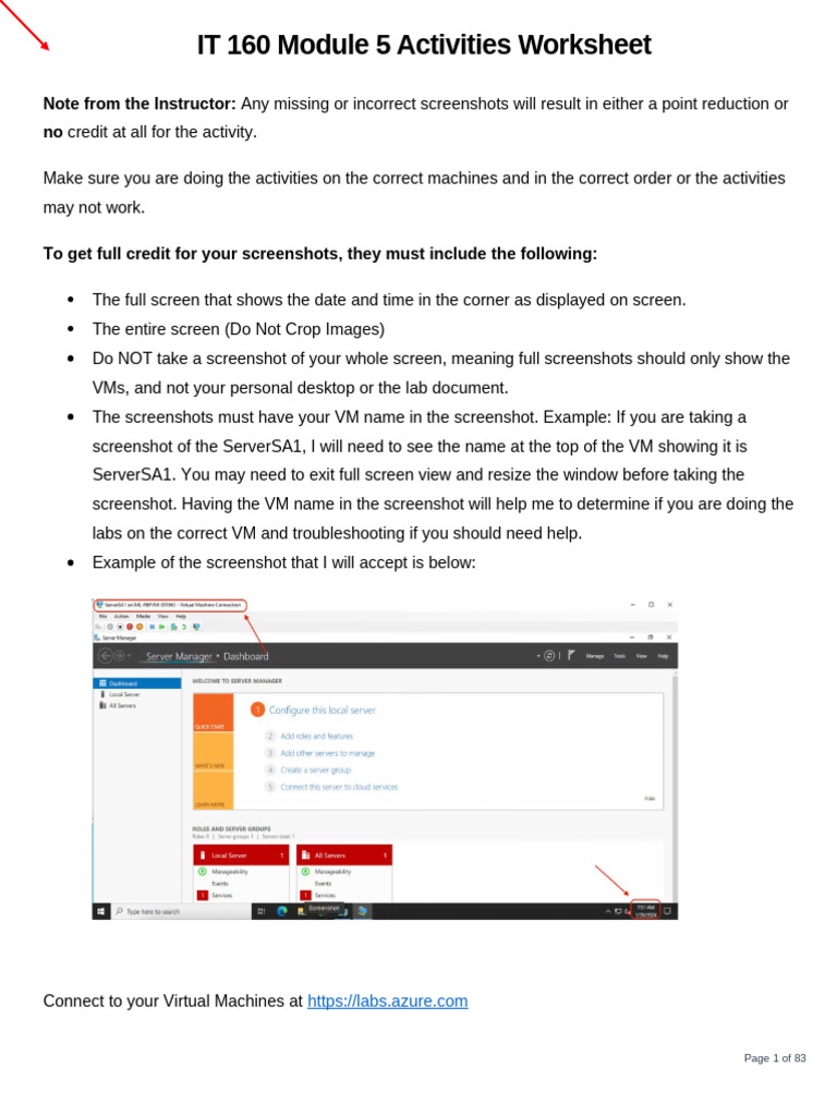IT 160 Module 5 Activities Worksheet 1 | PDF | Active Directory | Domain Name System
