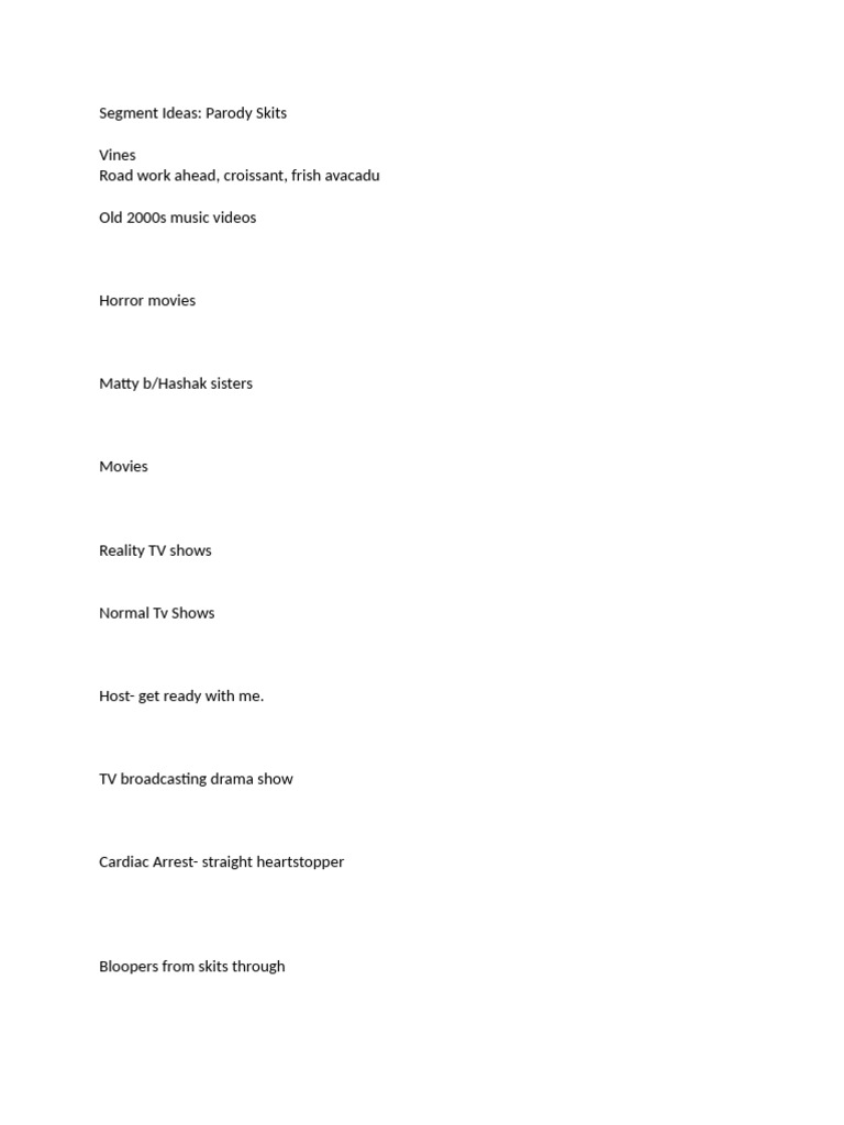 Parody Skits Segments | PDF