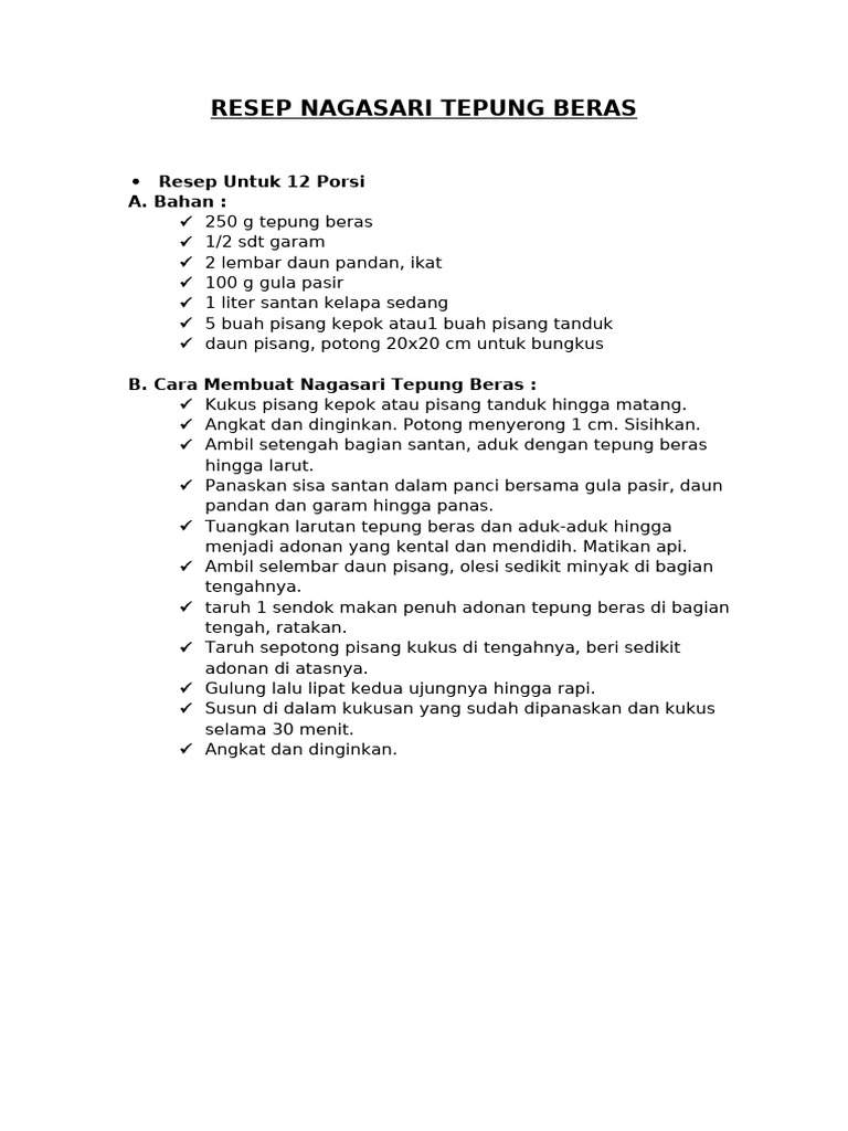 Resep Nagasari Tepung Beras | PDF