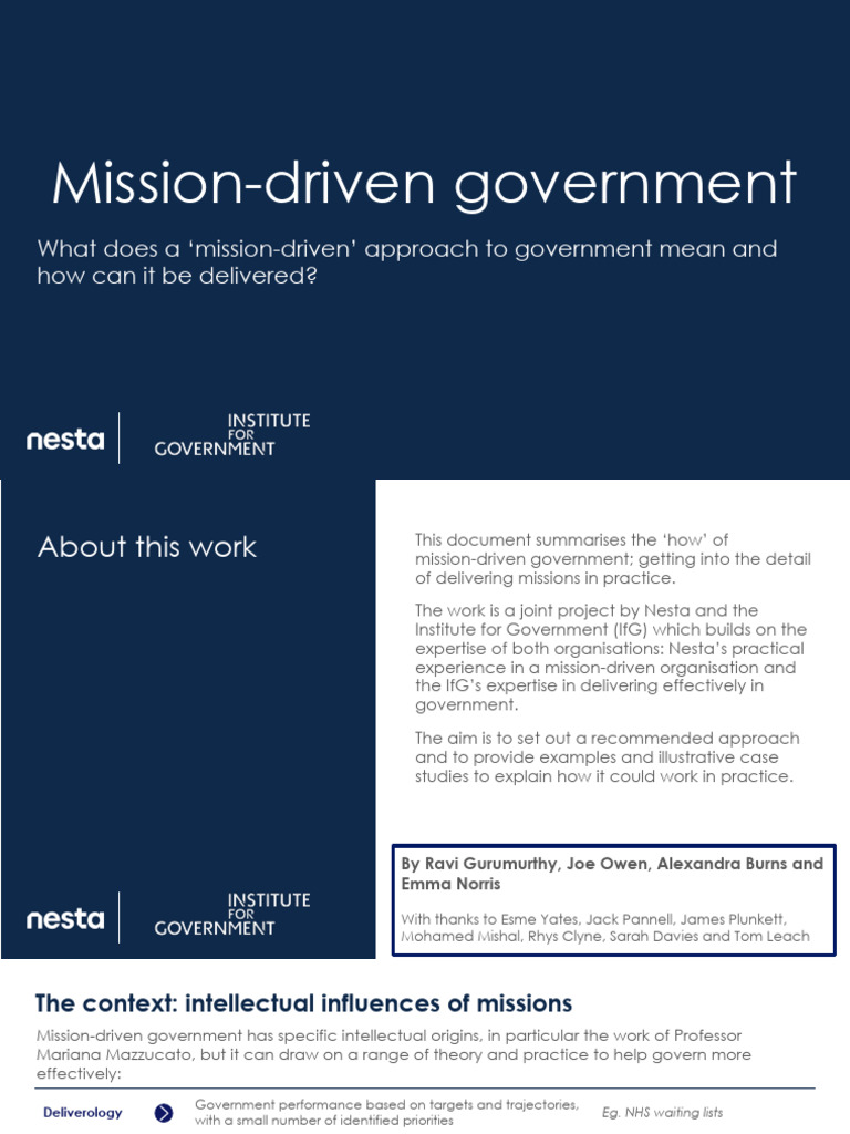 What Does A Mission-Driven Approach To Government Mean and How Can It ...
