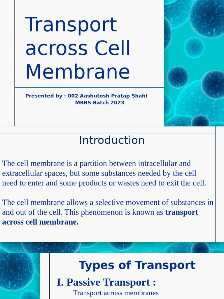 Transport Across Cell Membrane | PDF | Cell Membrane | Cell Biology