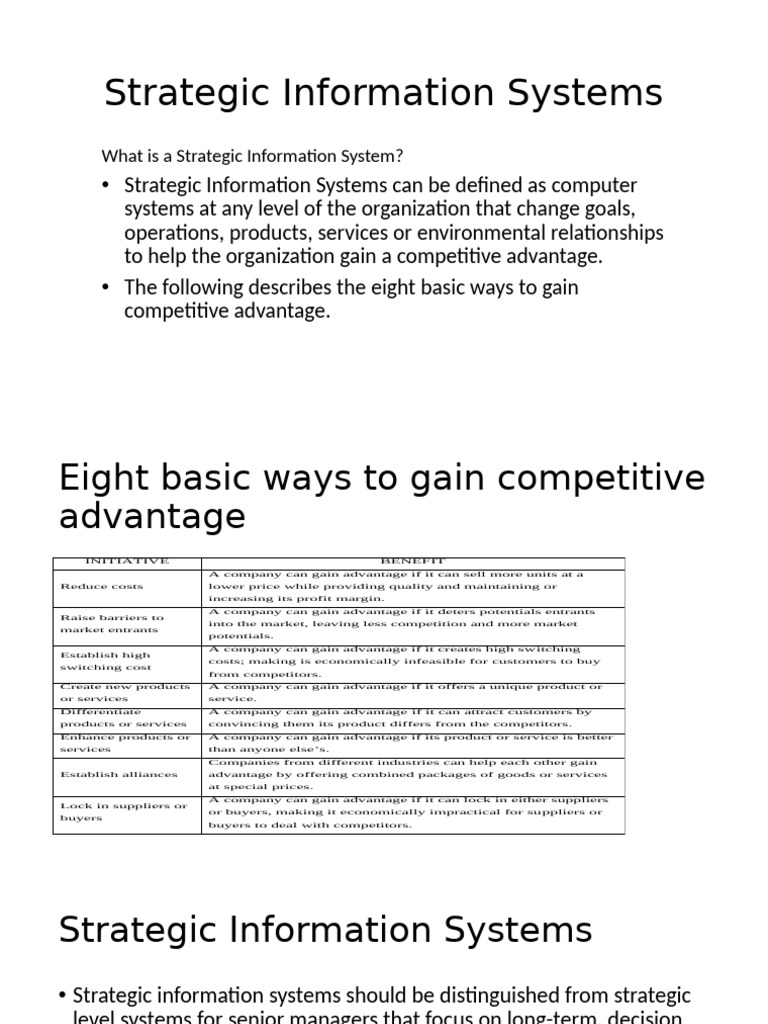 Strategic Information Systems for Competitive Advantage | PDF | Supply ...