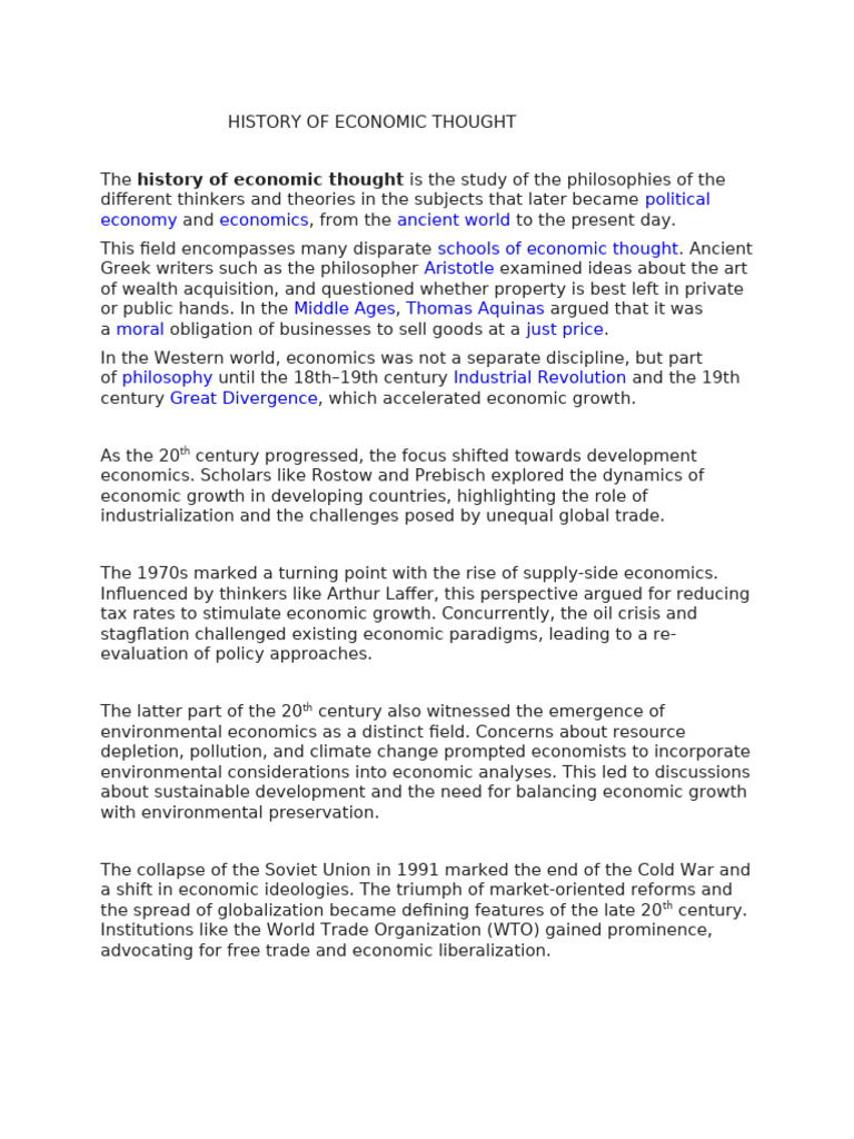 Historyofeconomicthought | PDF | Economics | Recession