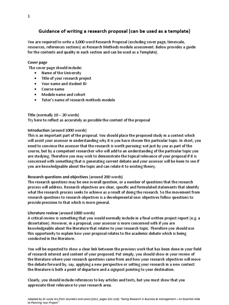 Guidance of Writing A Research Proposal (Templete and Example) | PDF ...