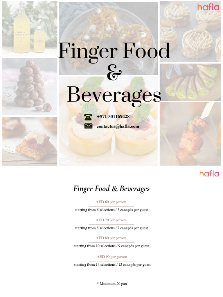 Hafla Finger Food Menu Options | PDF | Salad | Pancake