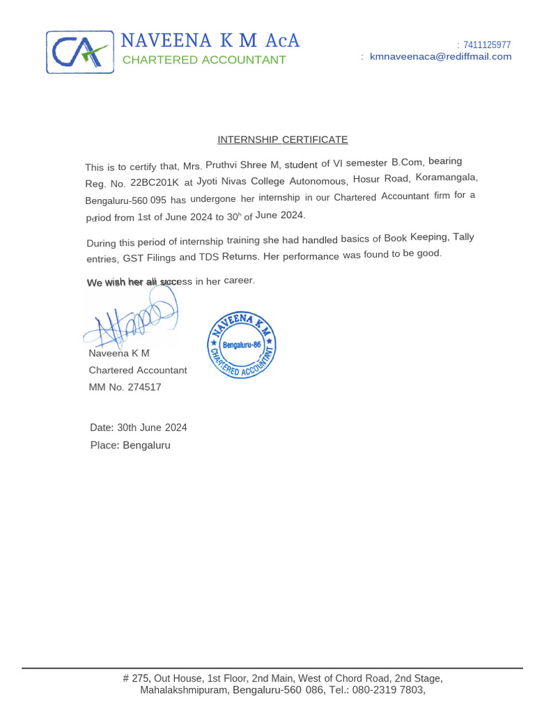 Internship Certificate | PDF