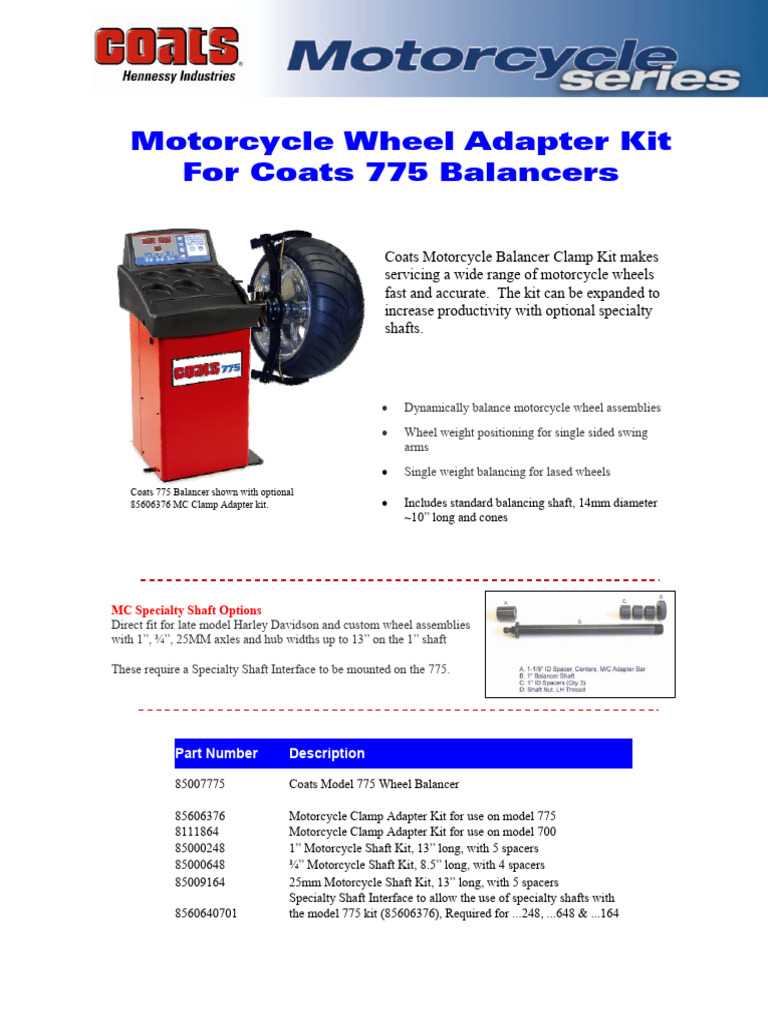 Coats Balancer Motorcycle-Equipmentbrochure | PDF | Automotive ...