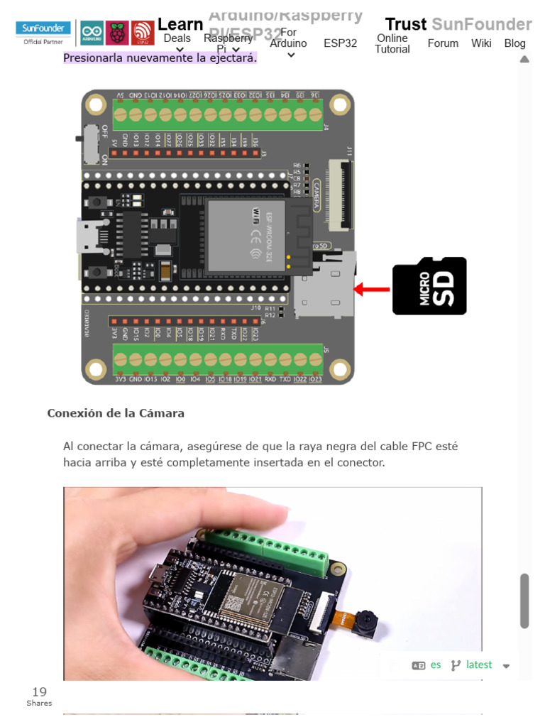 ESP32 WROOM 32E — Documentación de SunFounder ESP32 Starter Kit | PDF