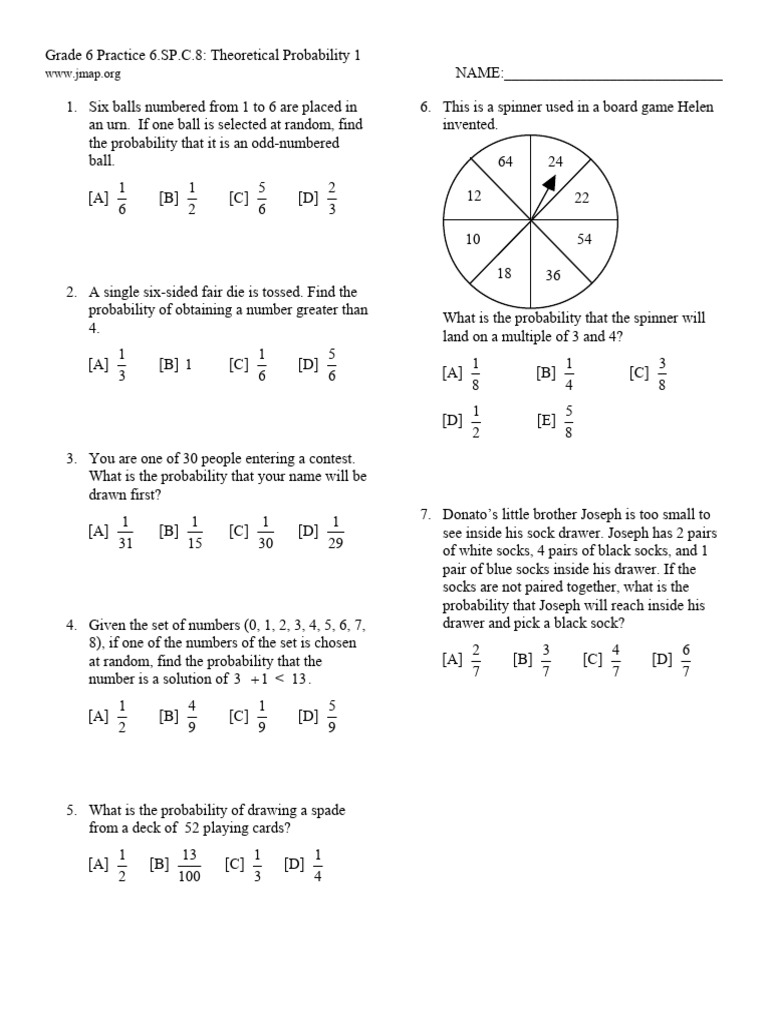 6 SP C 8 TheoreticalProbabilityPR1 | PDF | Probability Theory | Probability