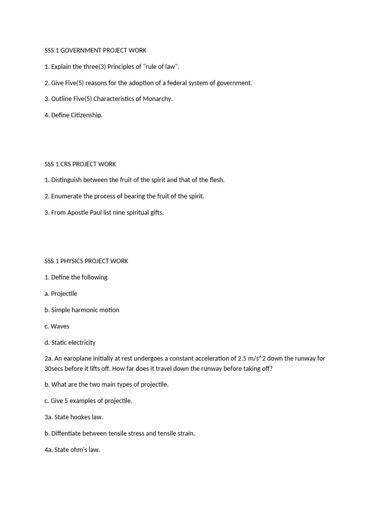SSS 1 3RD Term Project Work | PDF | Ph