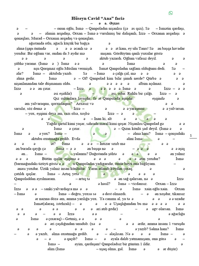 11) Hüseyn Cavid Ana Faciəsi | PDF