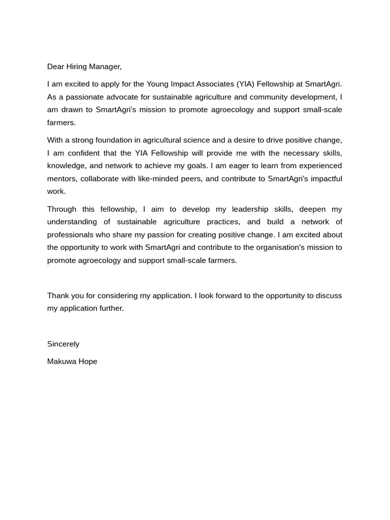 Motivational Letter Hope | PDF