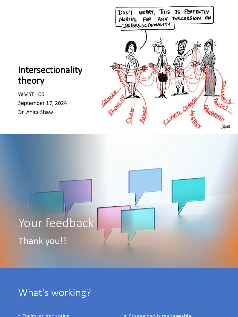 WMST 100 F2024 3 Intersectionality | PDF | Intersectionality | Woman