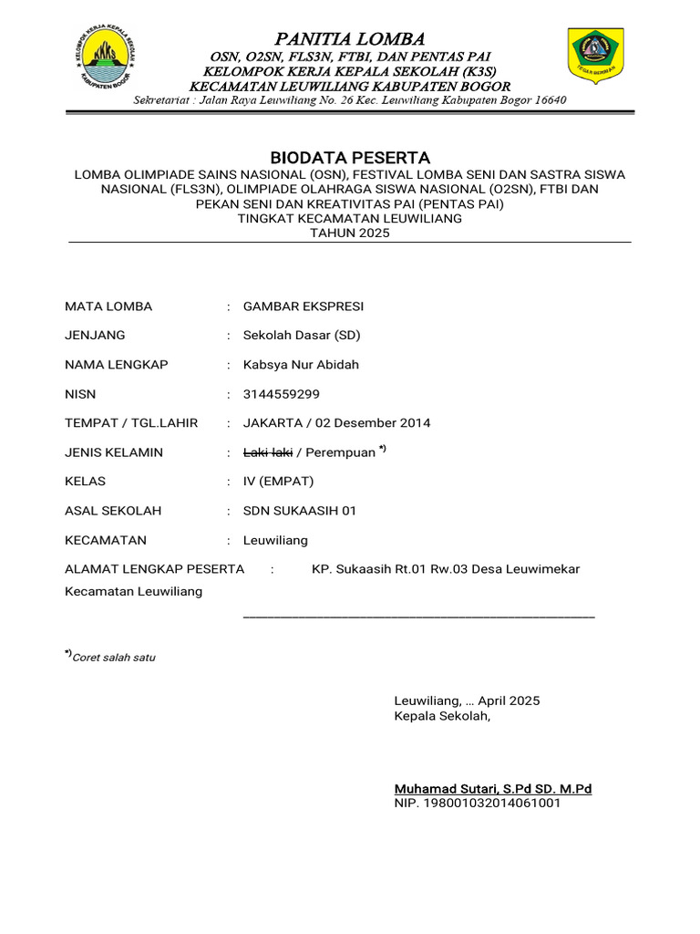 Formulir Lomba 2025 | PDF