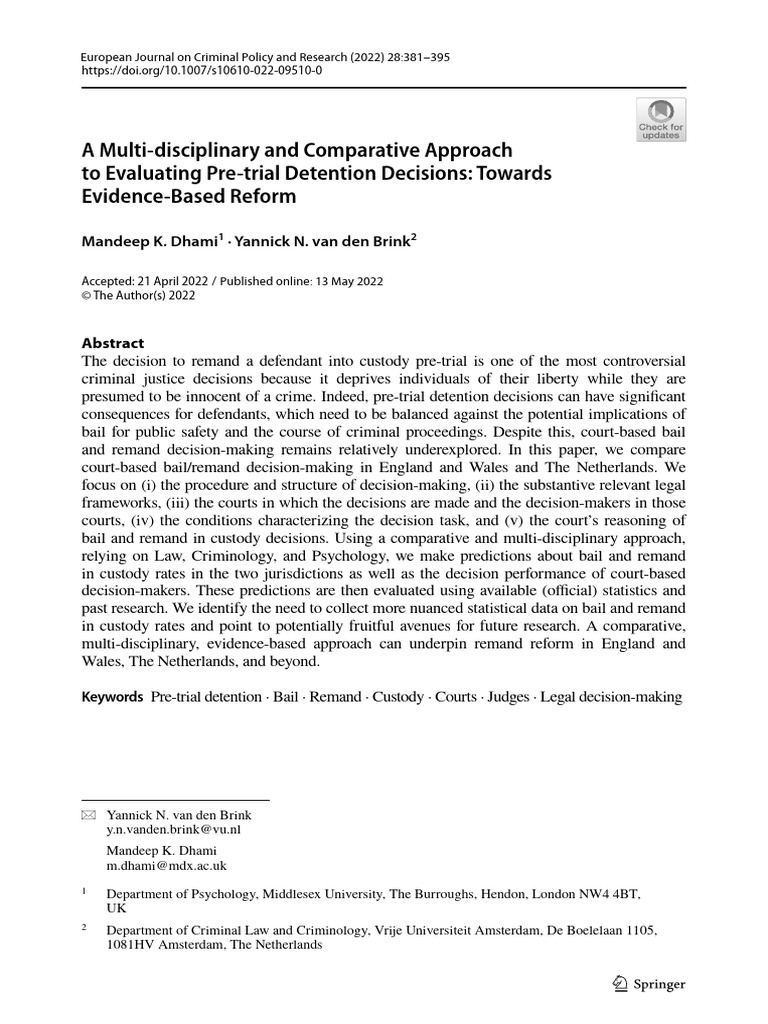 A Multi-Disciplinary and Compa | PDF | Bail | Arrest