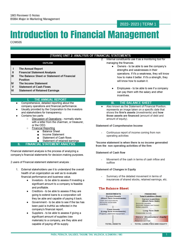 COM505 - Chapter 2 - Analysis of Financial Statements | PDF | Equity (Finance) | Balance Sheet