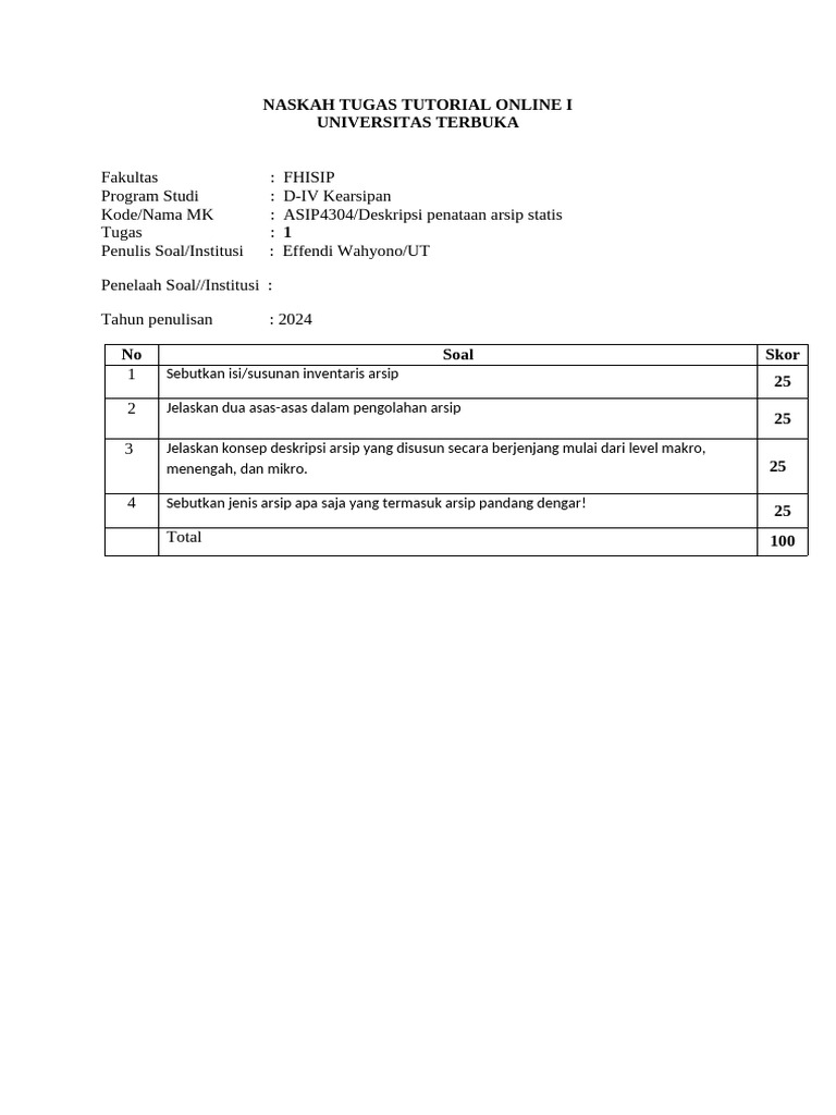 ASIP4304 Tugas 1 - Tuton - 24 | PDF