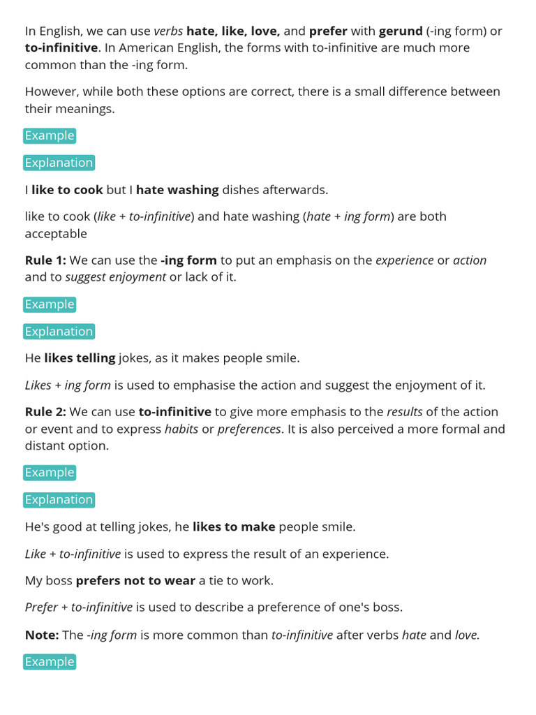 Example Explanation: Verbs | PDF