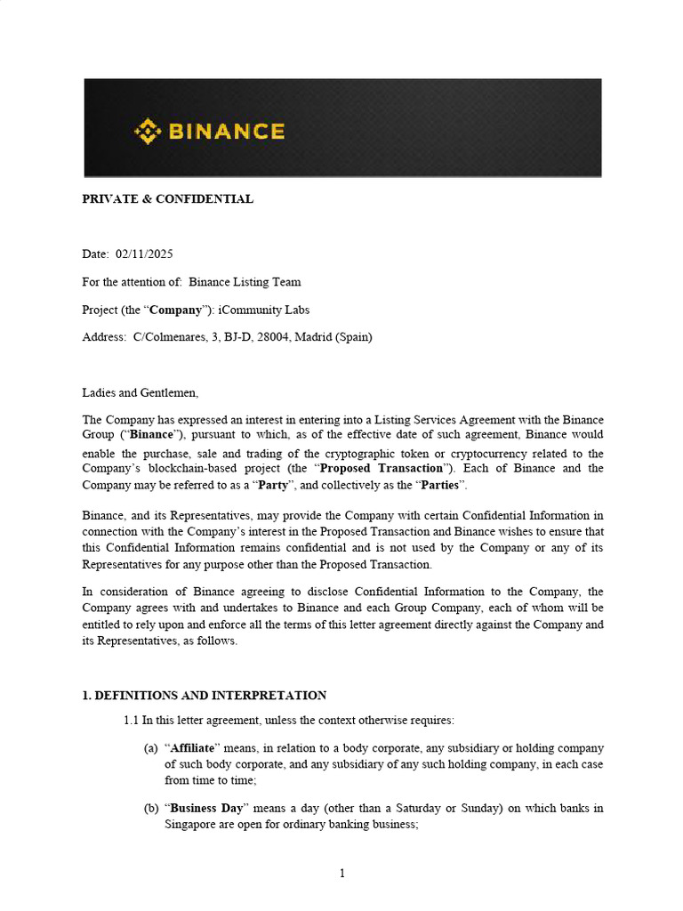 Binance Listing Services NDA (Binance Group) | PDF | Legal Remedy ...