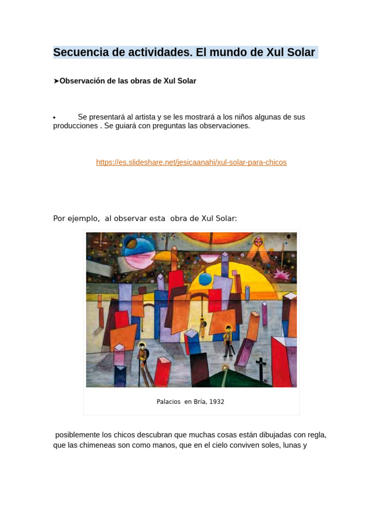 Actividades Didácticas sobre Xul Solar | PDF | Pinturas | Pintura con ...