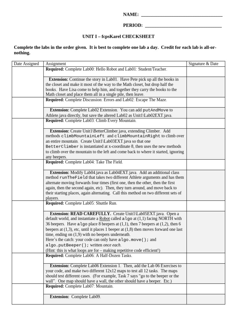 Unit 1 Checksheet With Extensions | PDF | Software Development | Computer Engineering