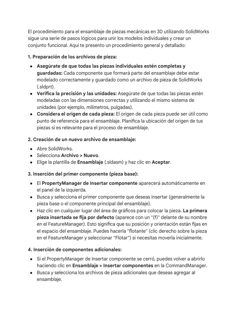 Ensamblaje de Piezas en SolidWorks | PDF | Geometría