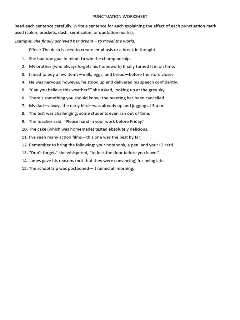 Punctuation Worksheet | PDF