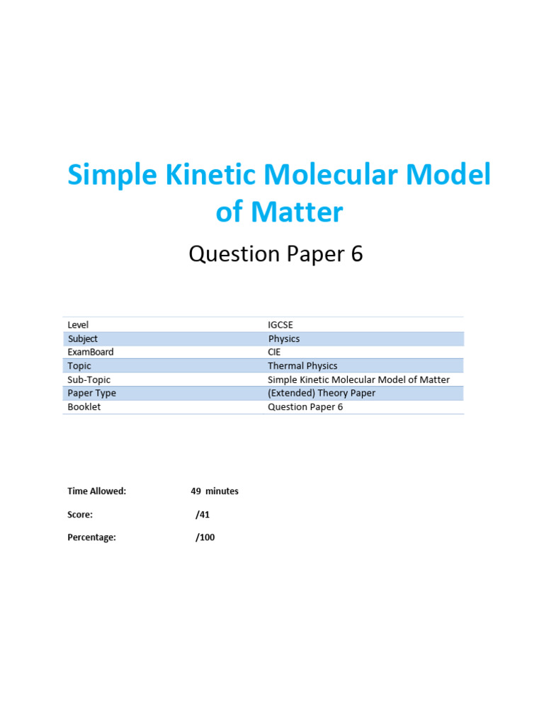 21.6-Simple Kinetic Molecular Model of Matter-cie Igcse Physics Ext ...