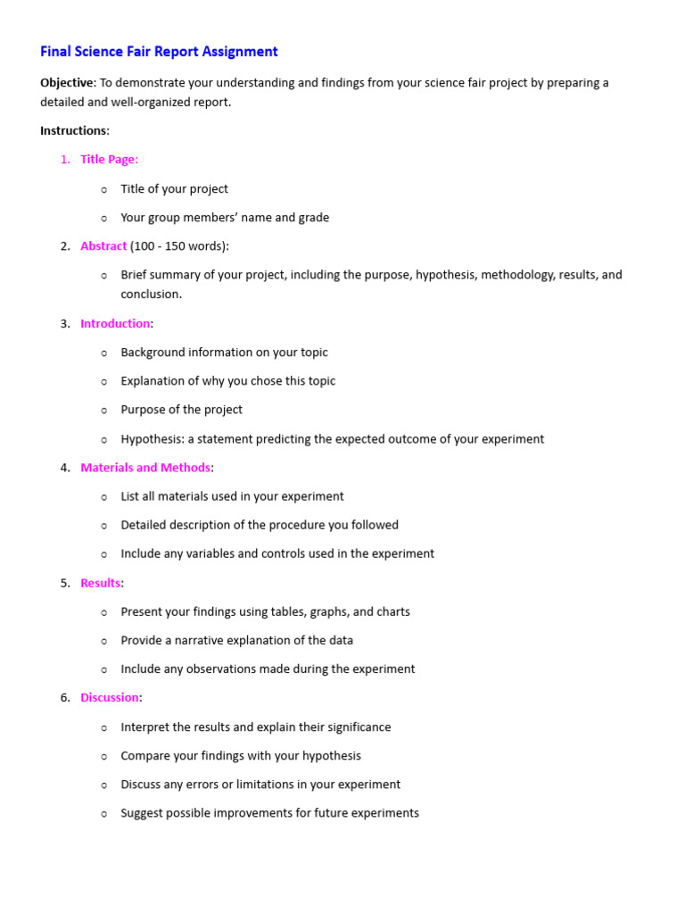Science Fair Report Guidelines | PDF | Experiment | Abstract (Summary)