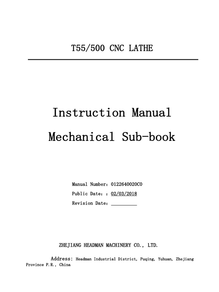 T55 Operation Manual | PDF | Machining | Numerical Control