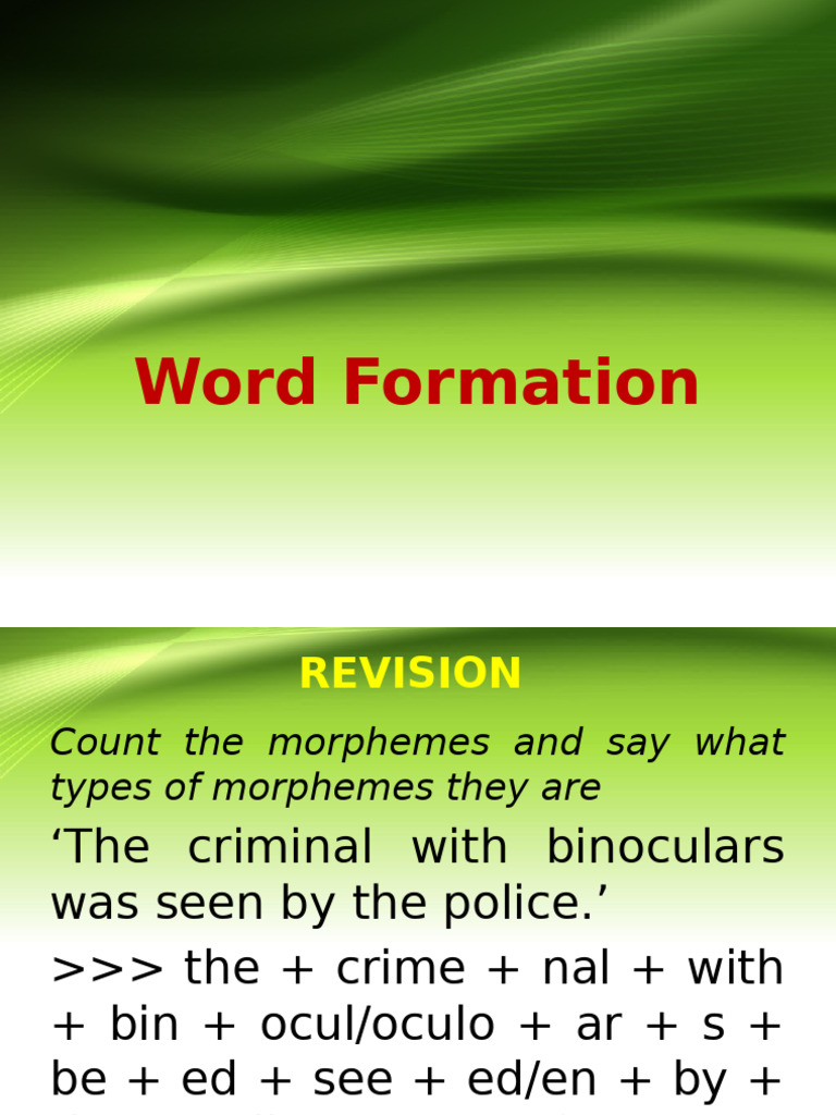 Module 1.2 - Word Formation | PDF | Word | Morphology (Linguistics)