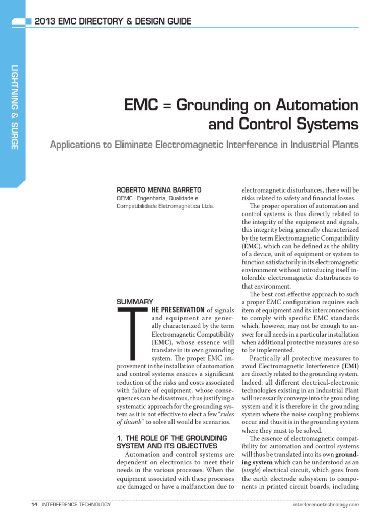 EMC Grounding on Automation and Control Systems - Cópia | PDF ...