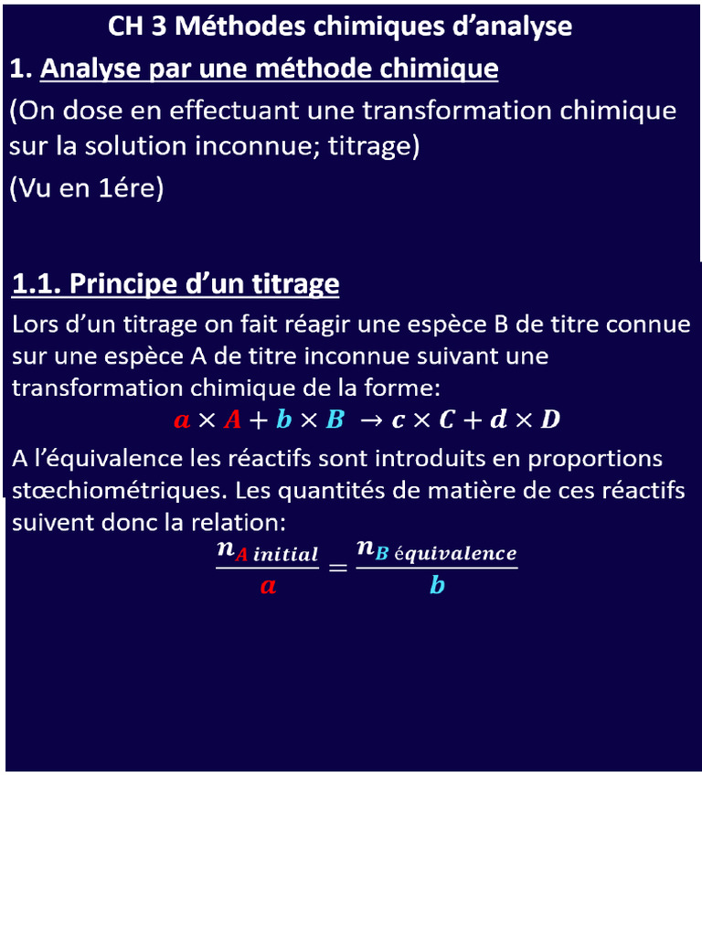 CH 3 Méthodes Chimiques D'analyse | PDF