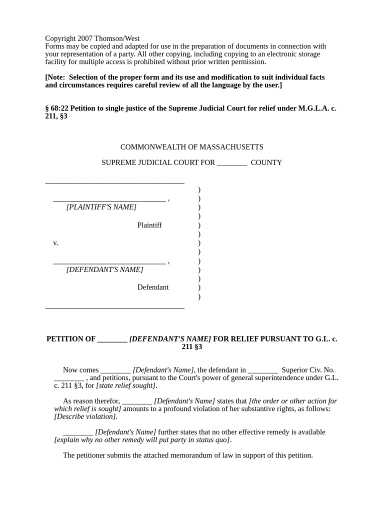 Massachusetts Petition for Relief Form | PDF | Legal Remedy | United ...