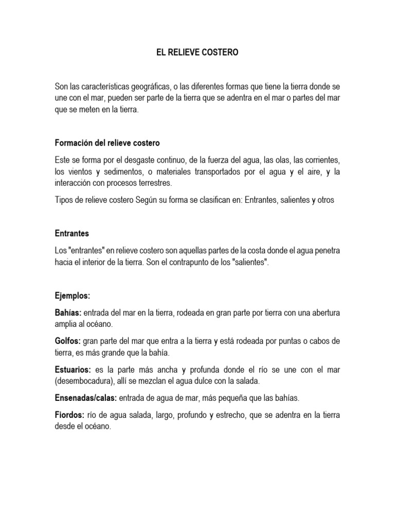 Relieve Costero | PDF | Costa | Mar