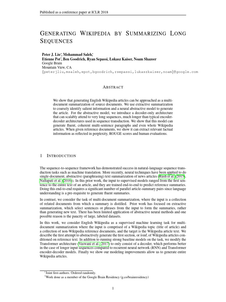 689 Generating Wikipedia by Summar | PDF | Artificial Intelligence ...