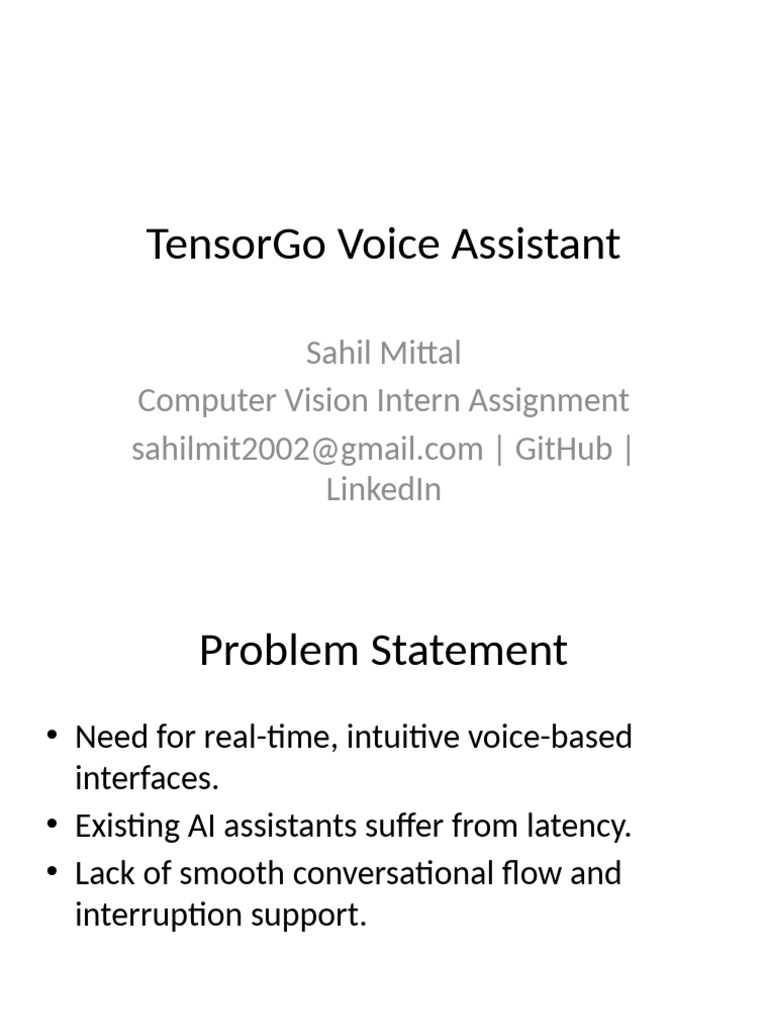 TensorGo Voice Assistant Presentation | PDF