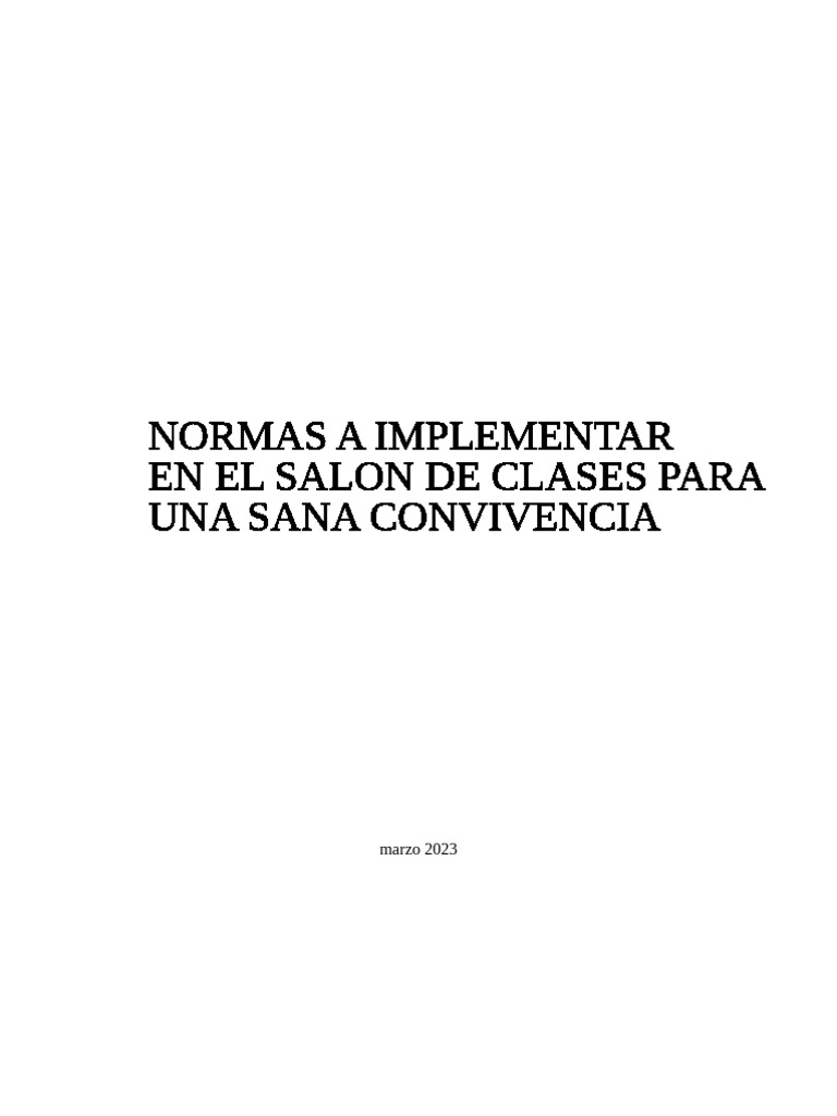 Normas de Convivencia Del Salon | PDF