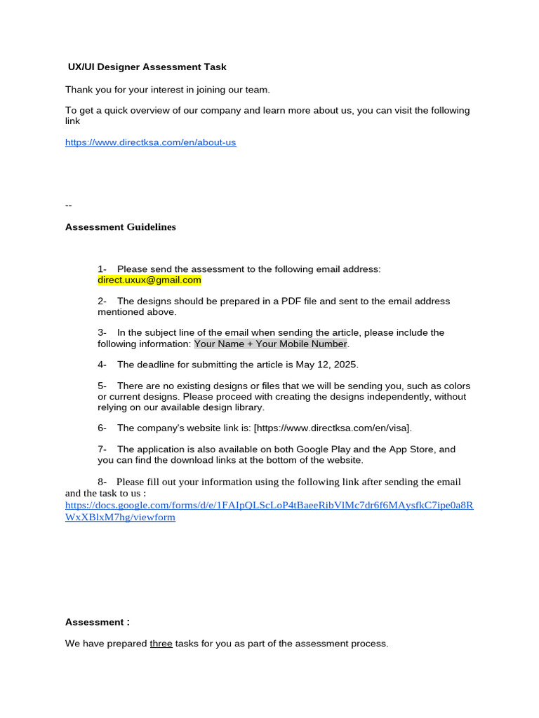 UX - UI Designer Assessment Task | PDF | Mobile App | Icon (Computing)