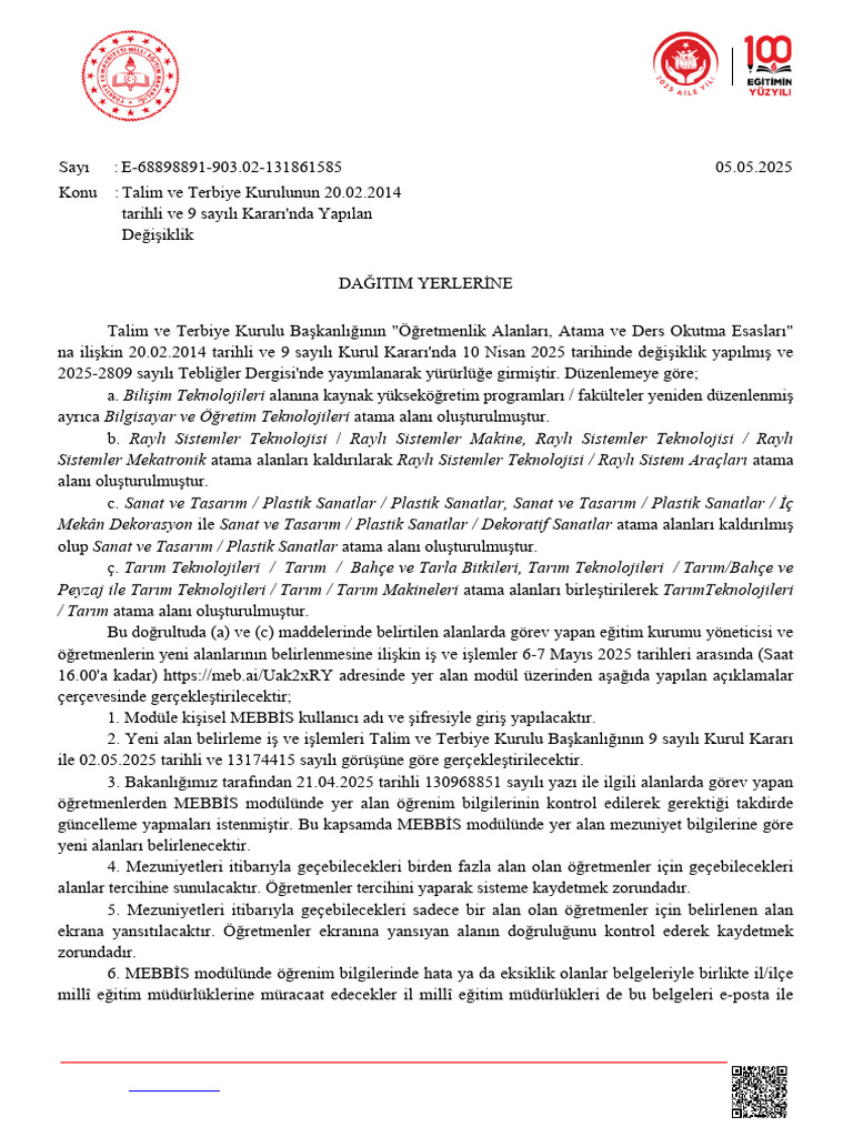 Talim Ve Terbiye Kurulunun 20.02.2014tarihli Ve 9 Sayılı Kararı'Nda ...